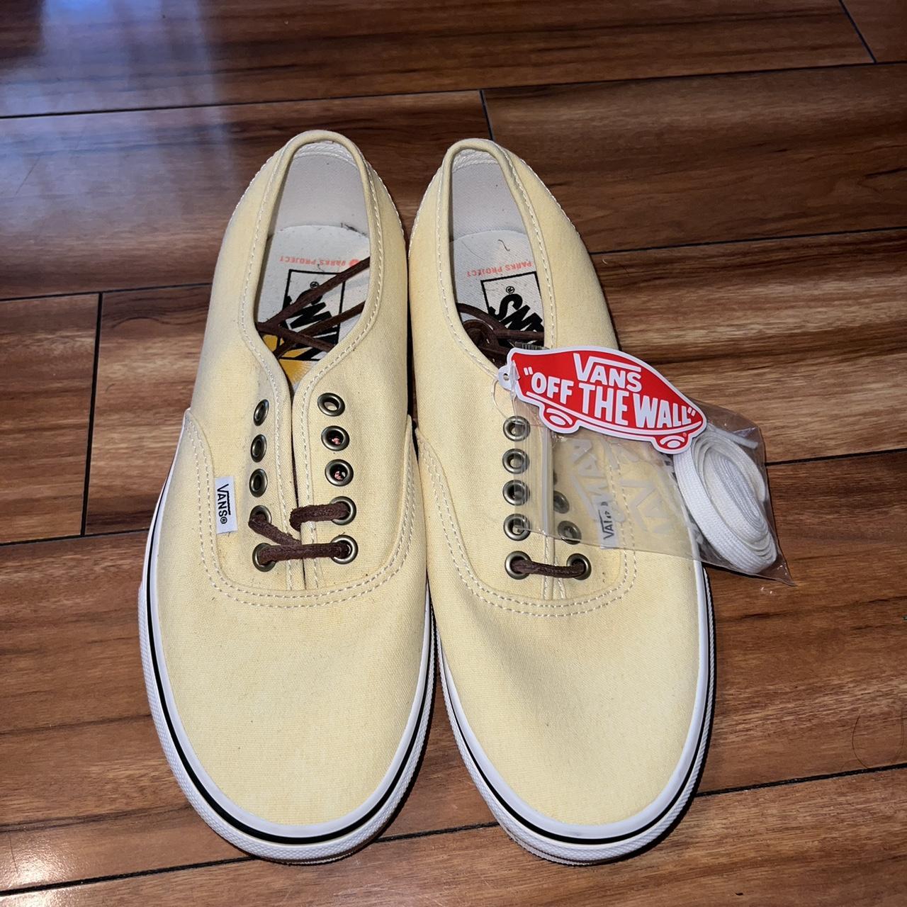 Pale yellow vans, NEVER WORN. #vans - Depop