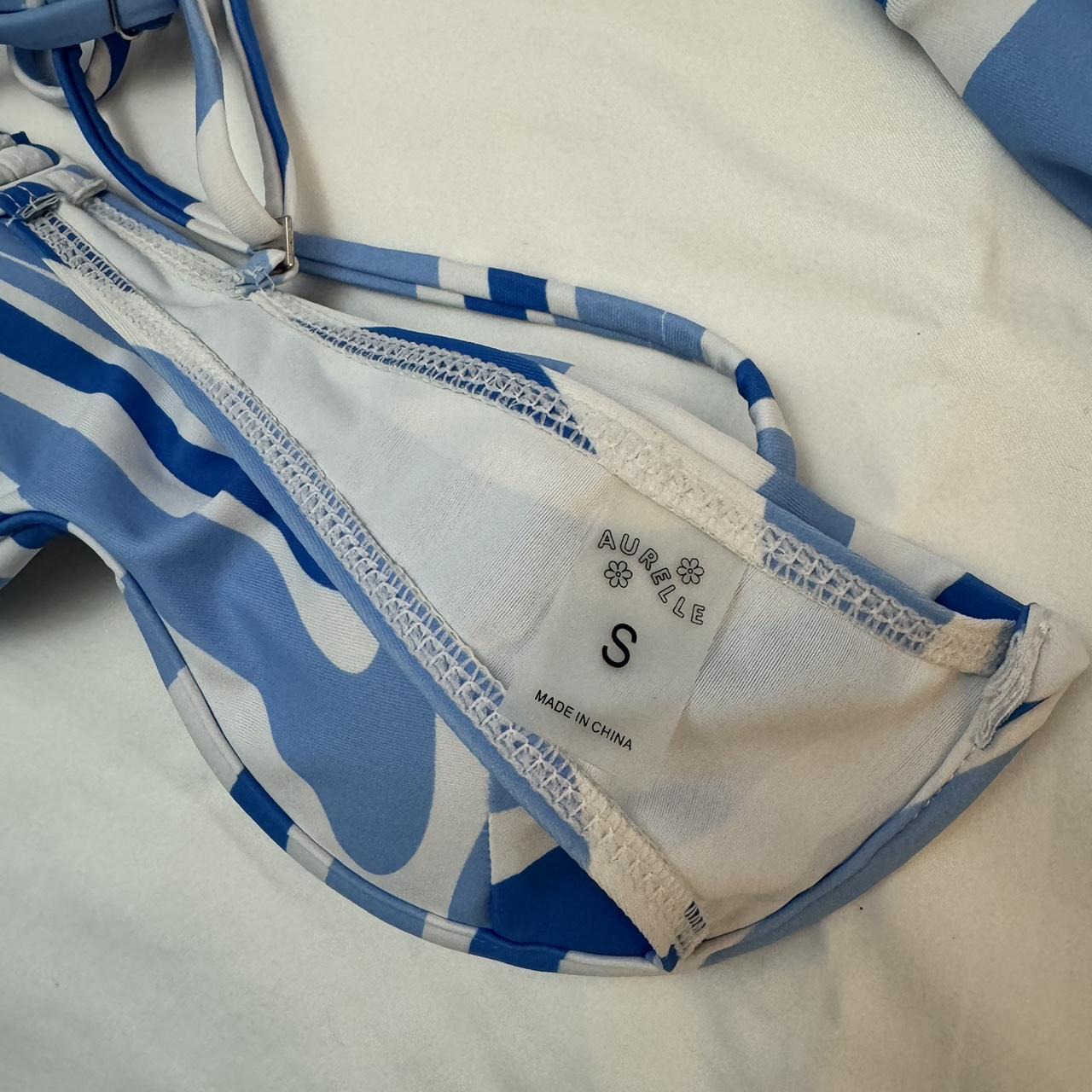 Aurelle Shop bikini set - white and blue size... - Depop