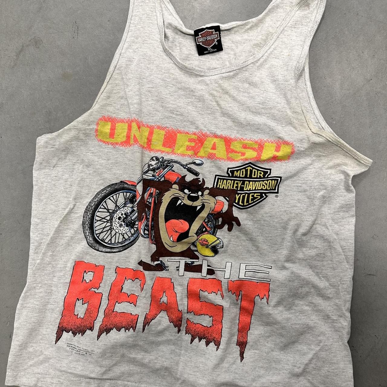 Vintage 1992 Taz Muscle Shirt. Armpit stained on... - Depop
