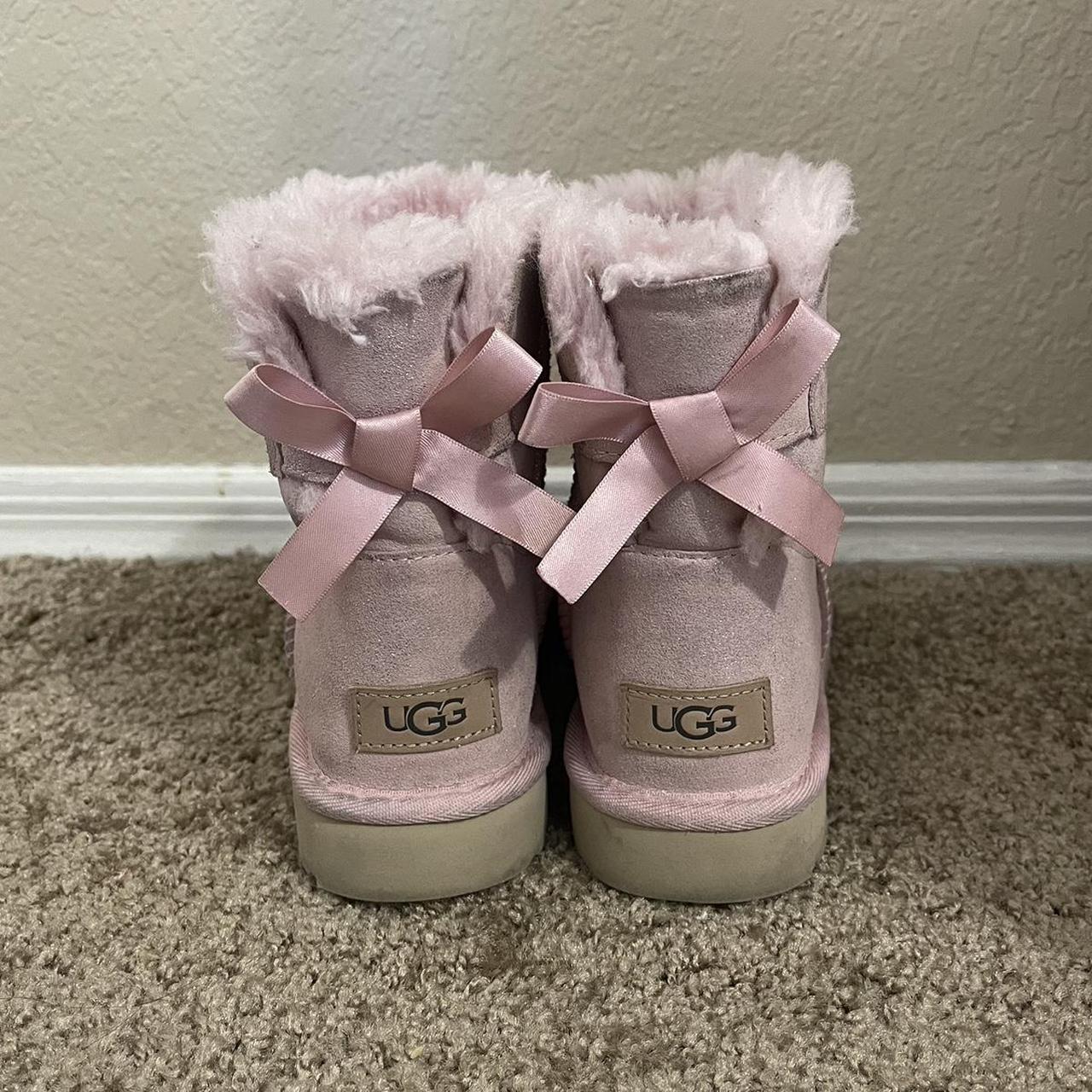 Pink bow uggs. Women's US 6 size - Depop