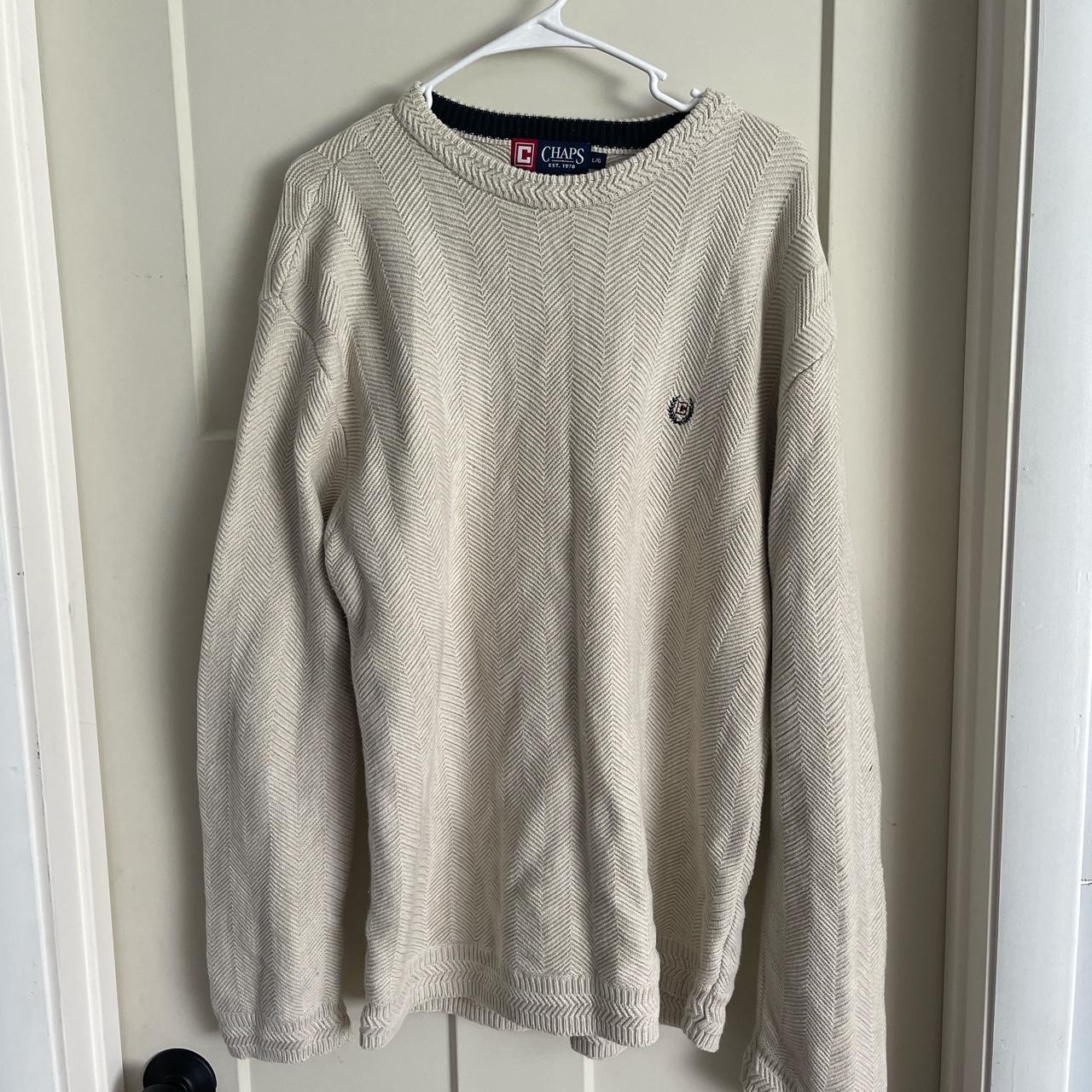 Men’s Large Beige Chaps Sweater Fits like a XL - Depop