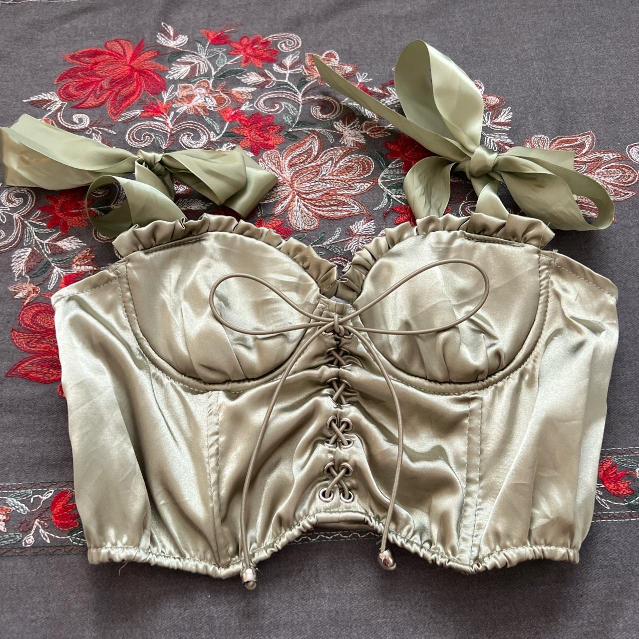 Green Silk Corset Top 🚨 Please Dm Before Buying Depop