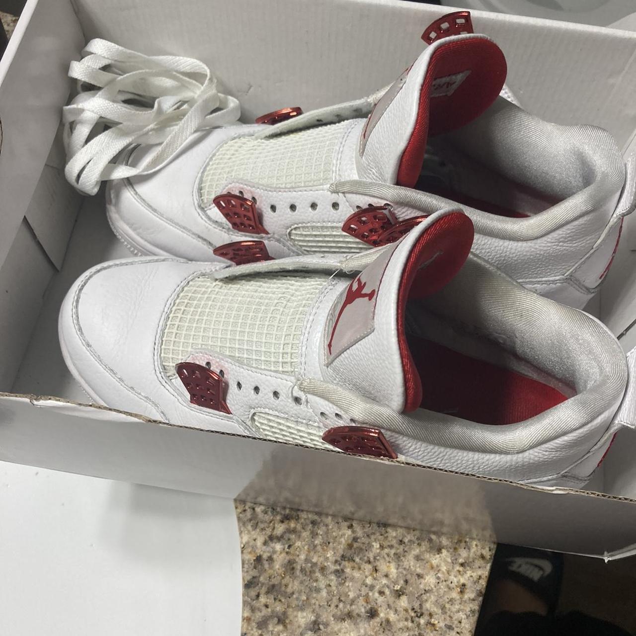 Metallic Red 4’s OG box A lil worn u can tell but... - Depop