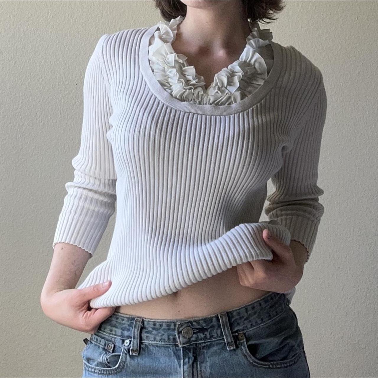 cute ruffled sleeve shirt size : M - ruffles... - Depop