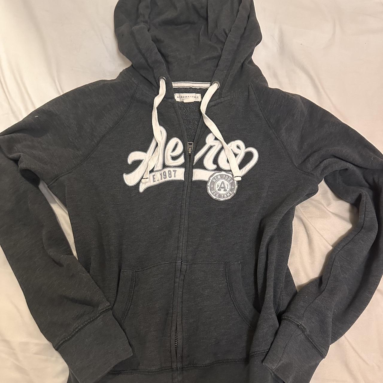 Gray Aeropostale zip up hoodie. A small in women’s.... - Depop