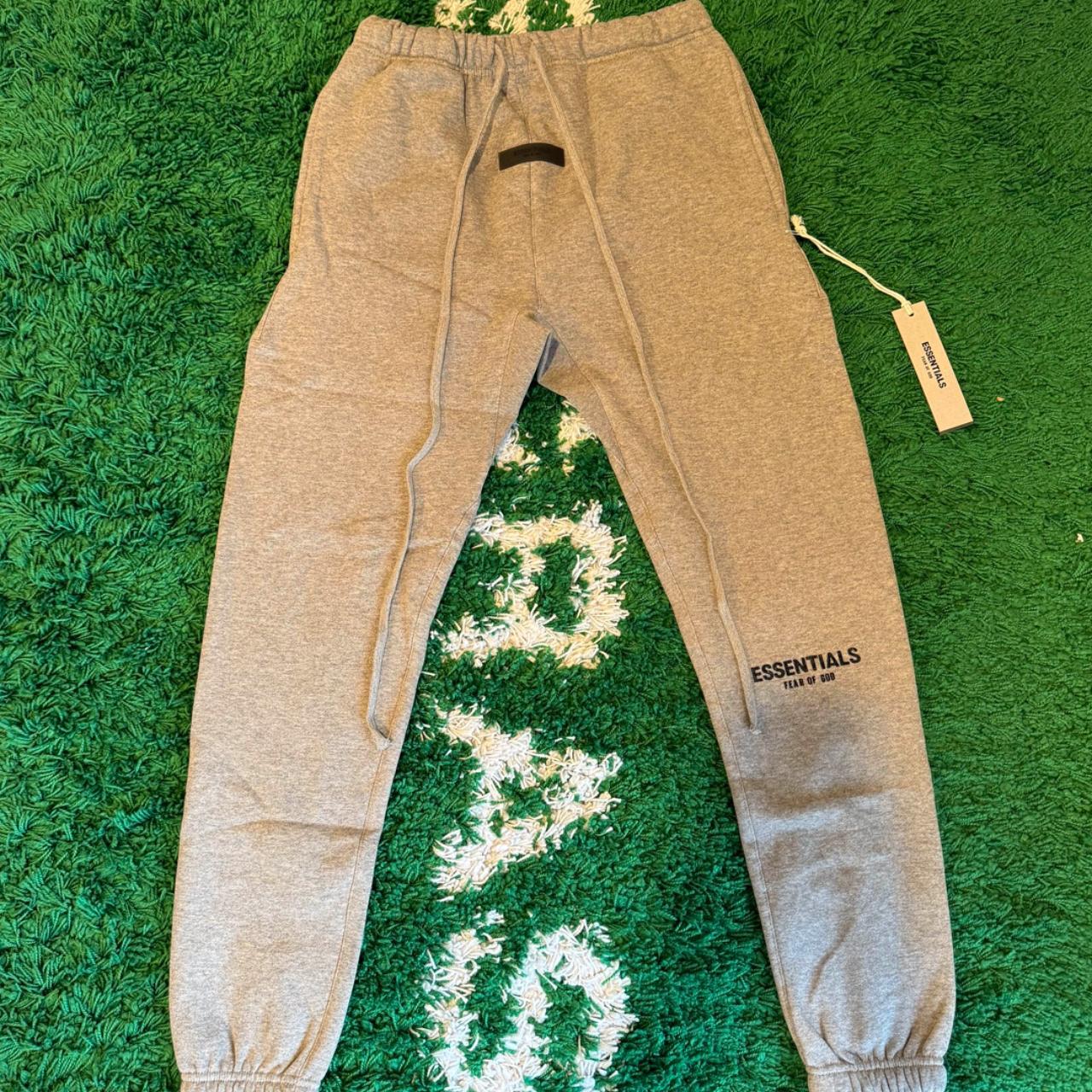 Essentials Dark oatmeal sweatpants SS22 - Depop