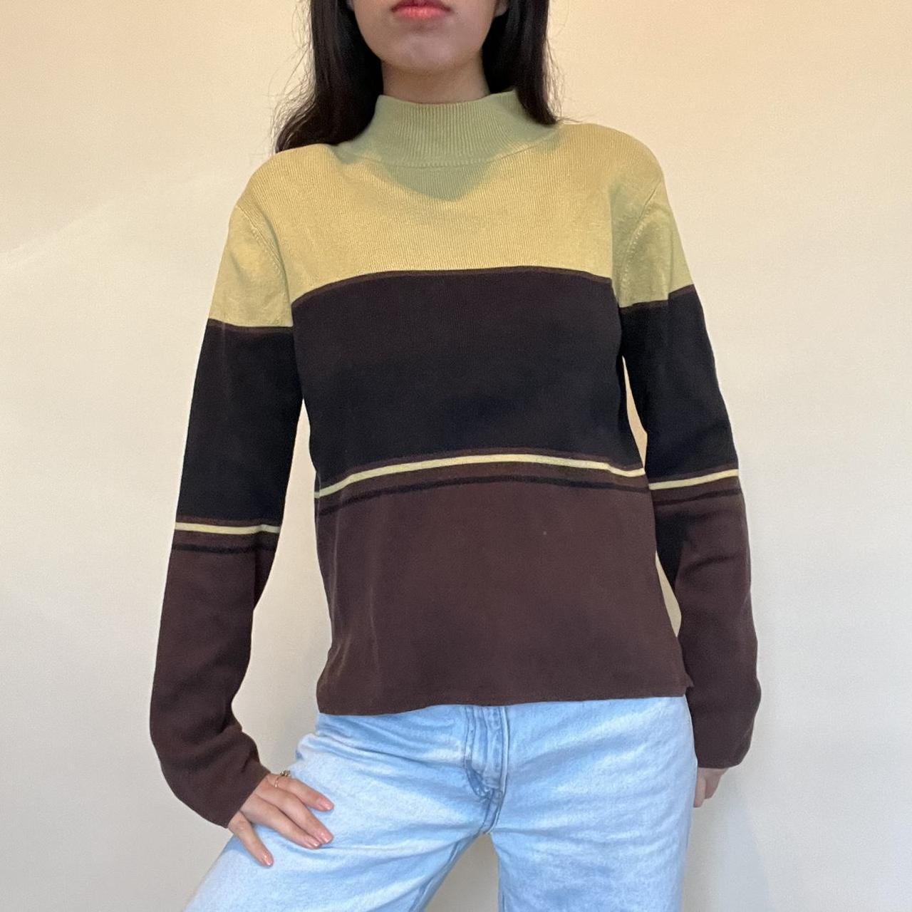 🟤90s JEANNE PIERRE COLORBLOCK GREEN + BROWN TURTLE... - Depop