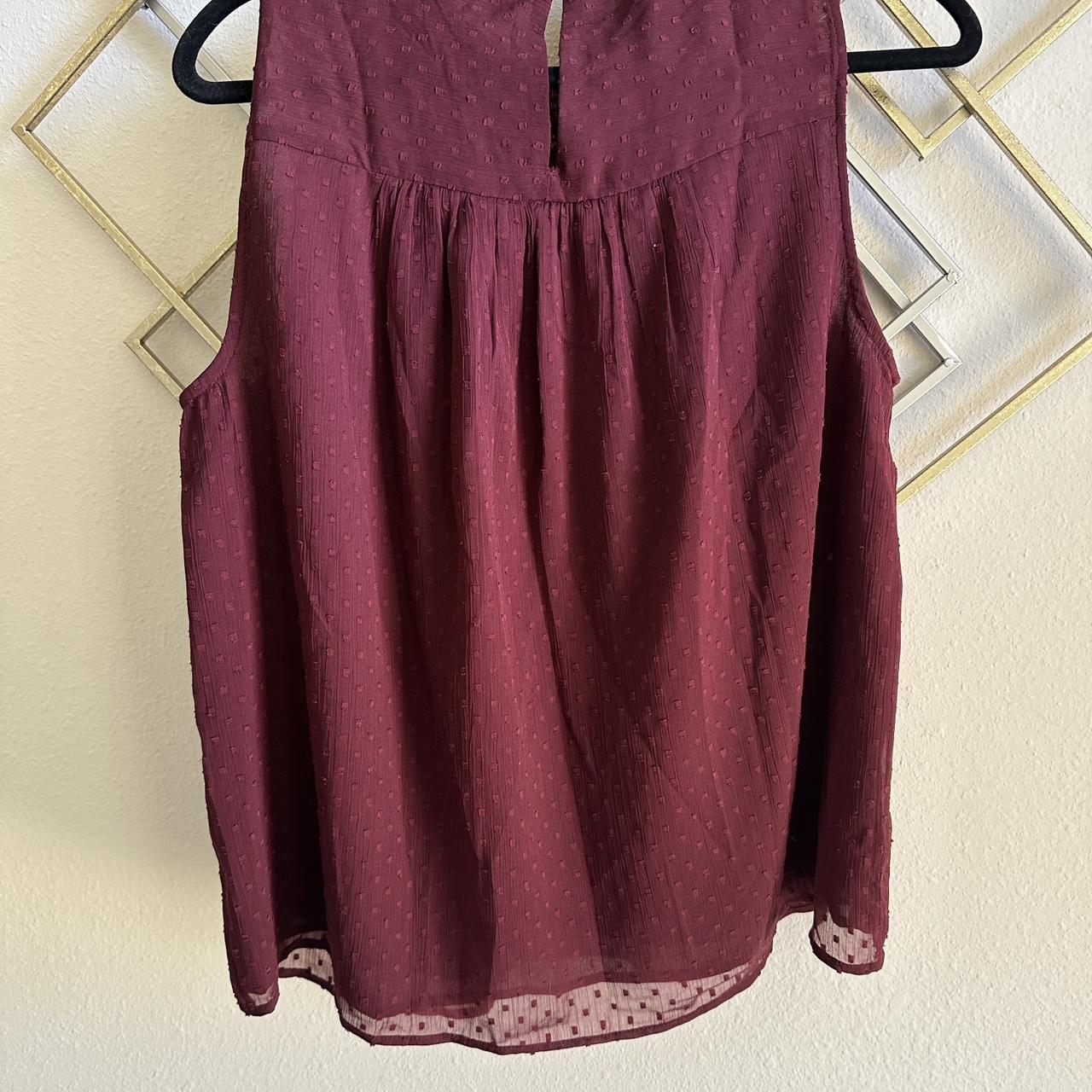 NEW Loft Smocked Mock Neck Shell Maroon Sleeveless... - Depop