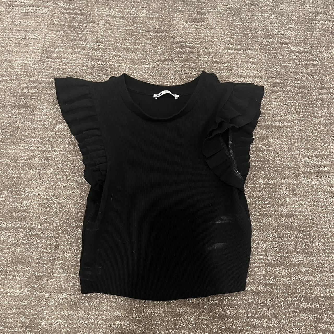 black zara ruffle top - Depop