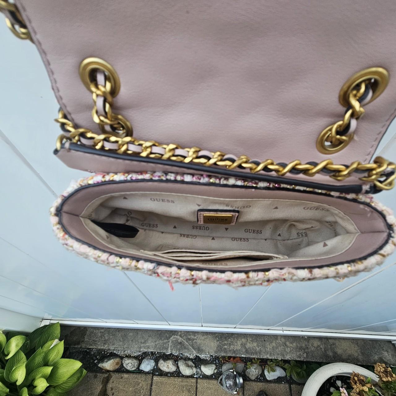 Guess pink Giully Tweed Mini convertible crossbody... - Depop