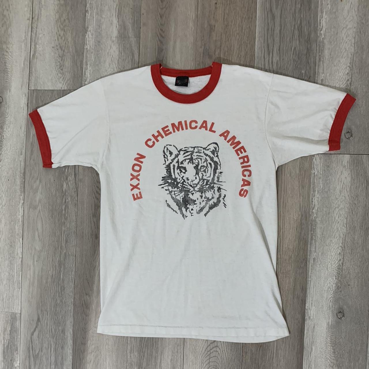 90s Exxon ringer tee #exxon #ringer #tiger... - Depop