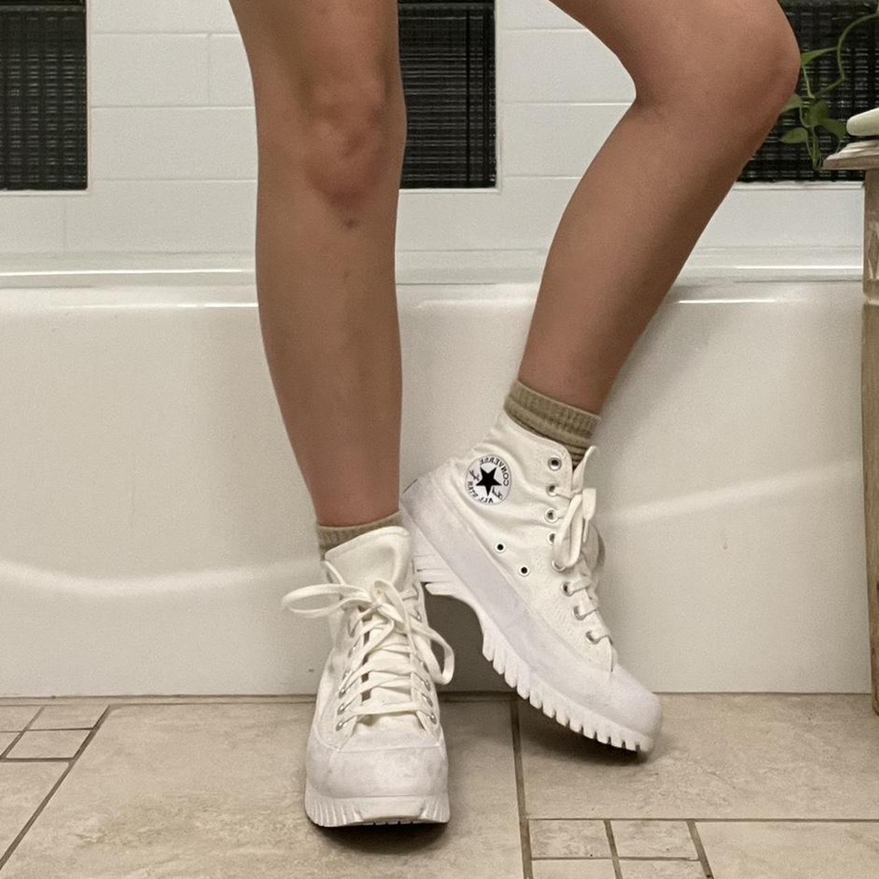 White Converse platform sneakers -only worn out a... | Depop