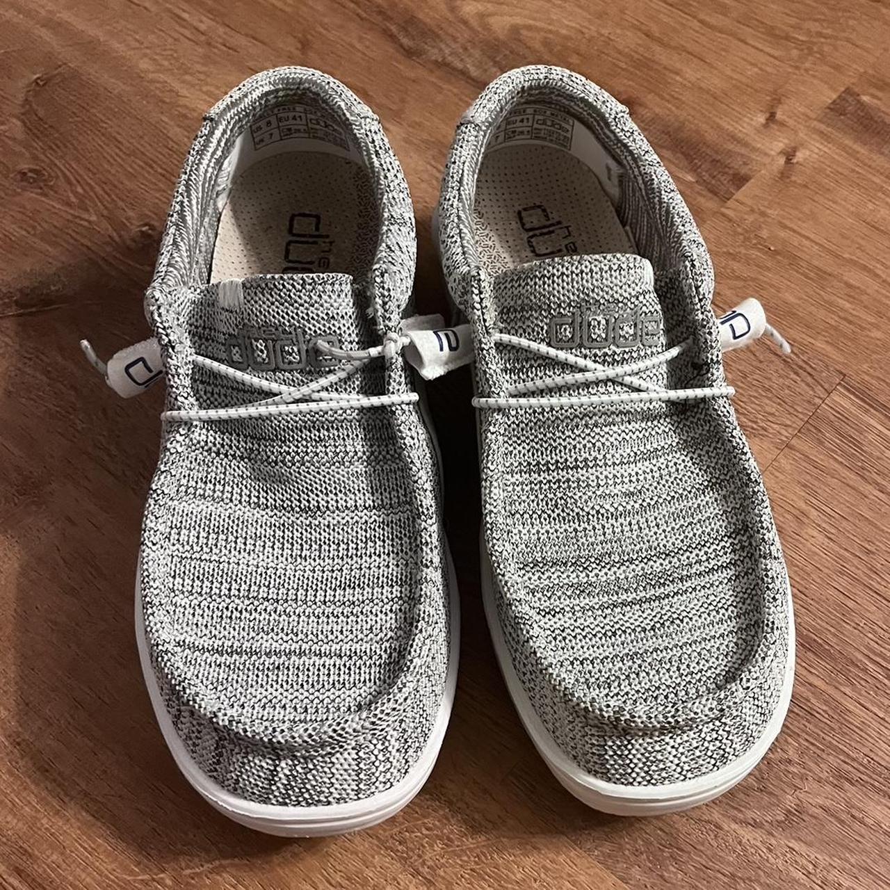 Hey Dude Men's Grey and White Boat-shoes | Depop