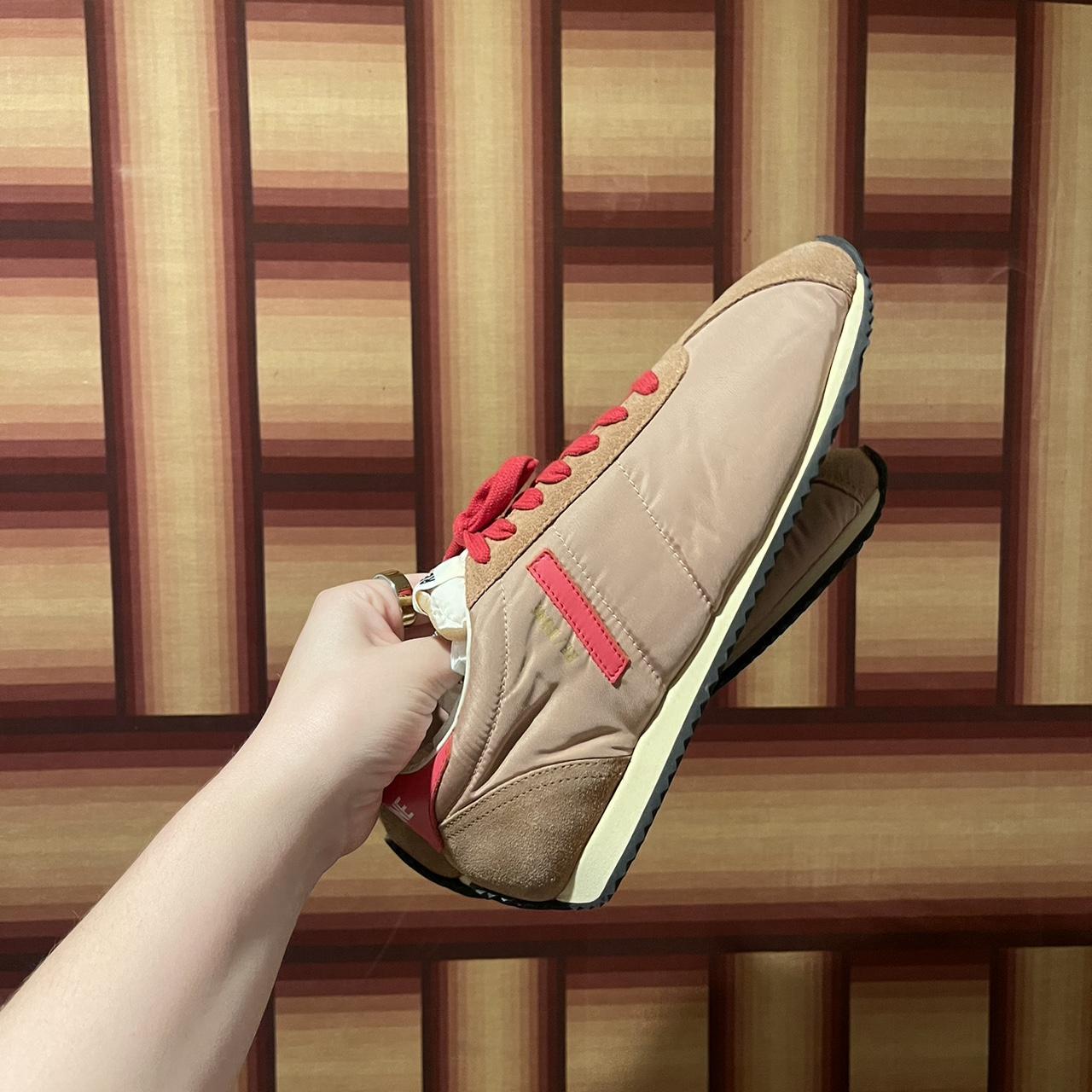 Unworn nwot redone tan and red sneakers / trainers... | Depop