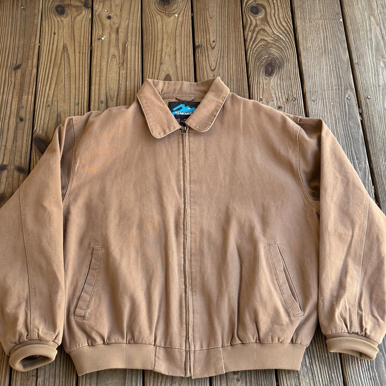 Vintage Carhartt-Like Full Zip Tan Jacket Size XXL... - Depop