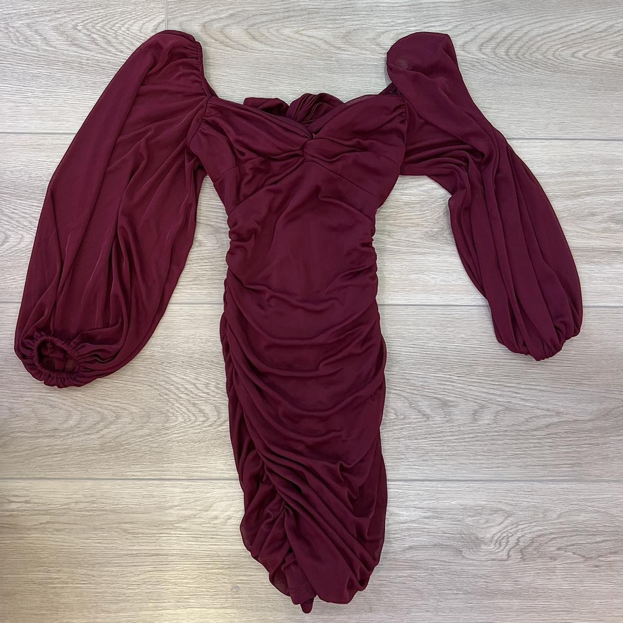 Backless dress #maroon #backless #longsleeve - Depop