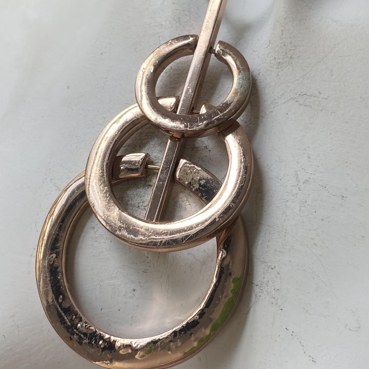 vintage rose gold statement tripe effect pendant on... - Depop
