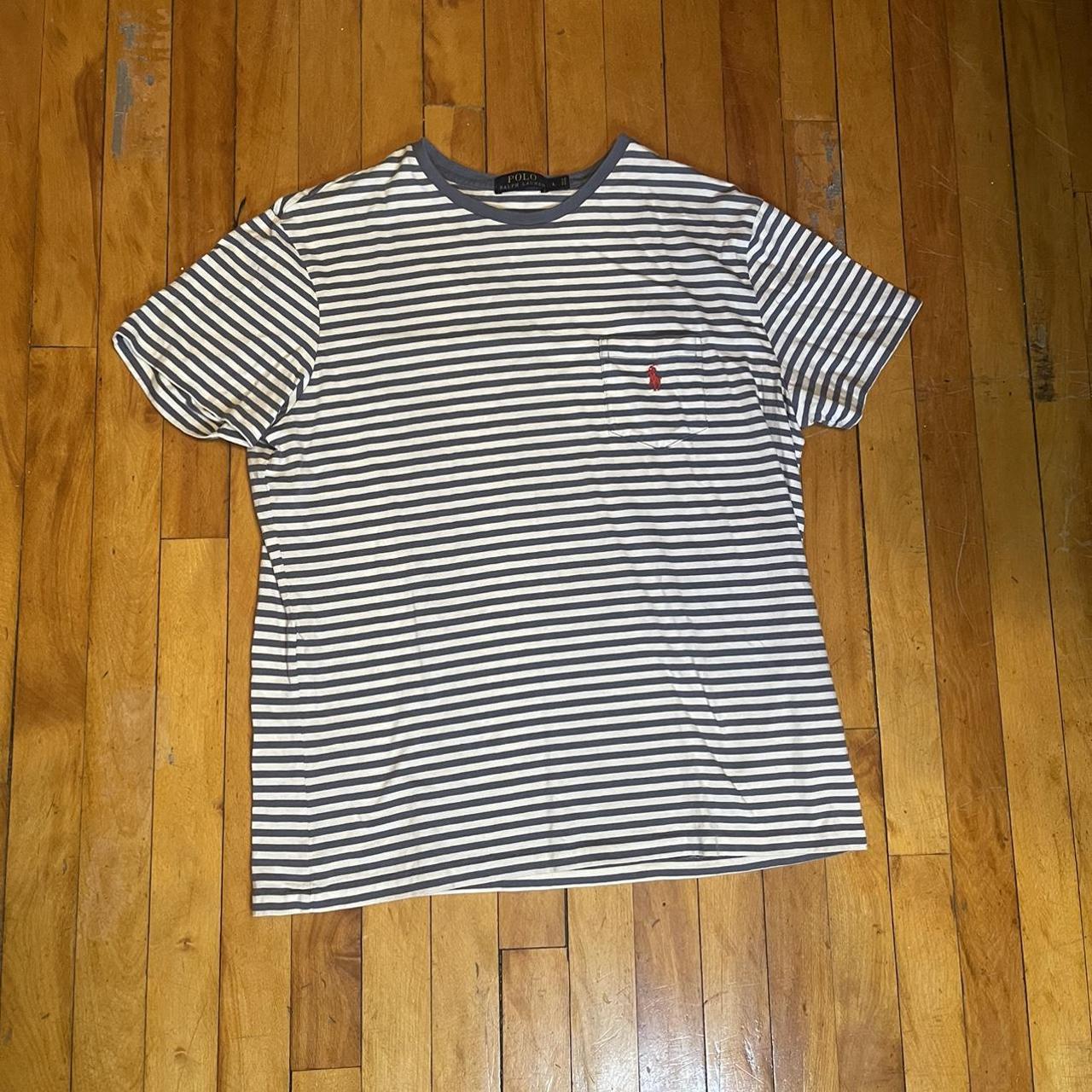 Vintage single stitch polo Ralph Lauren stripped... - Depop