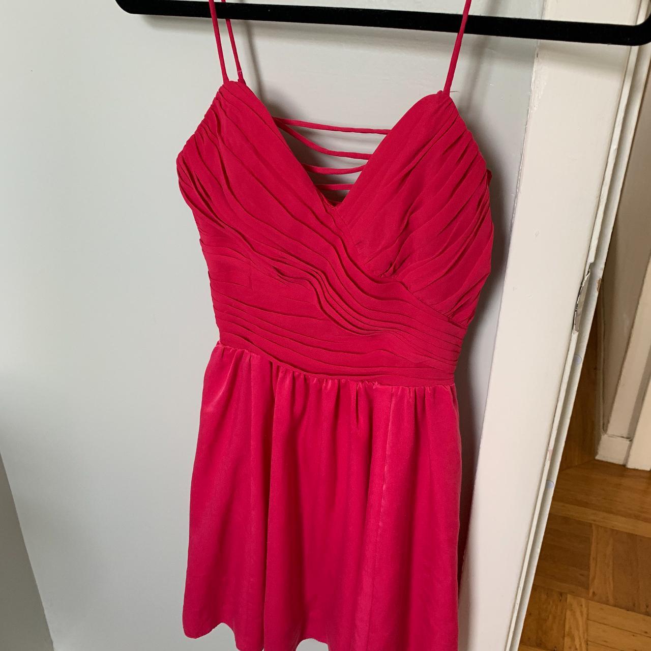 H&M Conscious shocking pink satin mini dress Super... - Depop