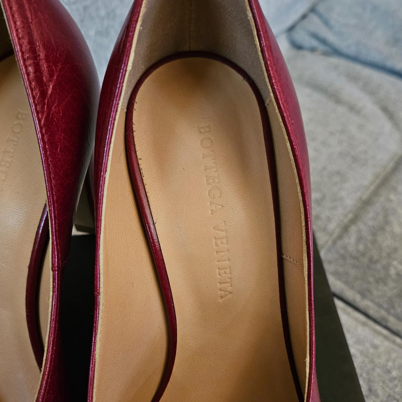 New Bottega Veneta red block square-toe 90 mm heels... - Depop