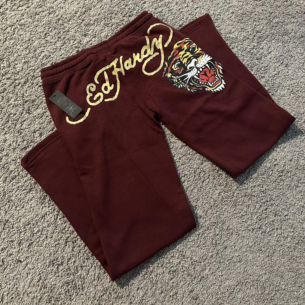 maroon ed hardy women tiger sweats🔥🔥🔥 size... - Depop