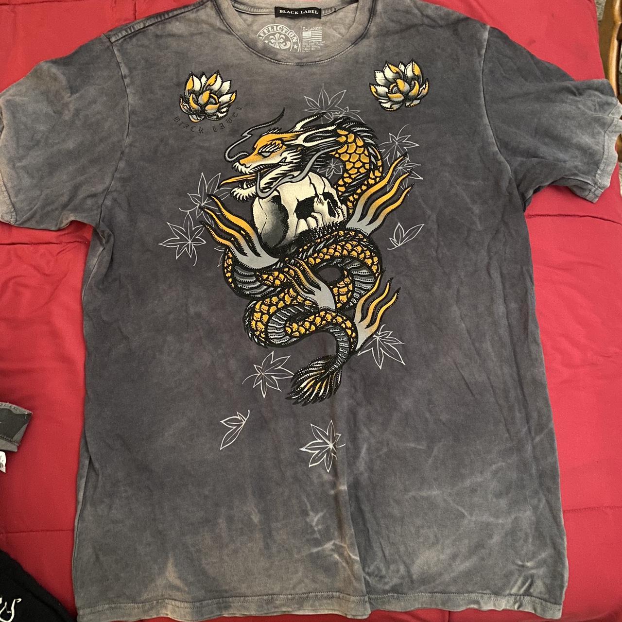 Affliction black label rhinestone shirt - Depop