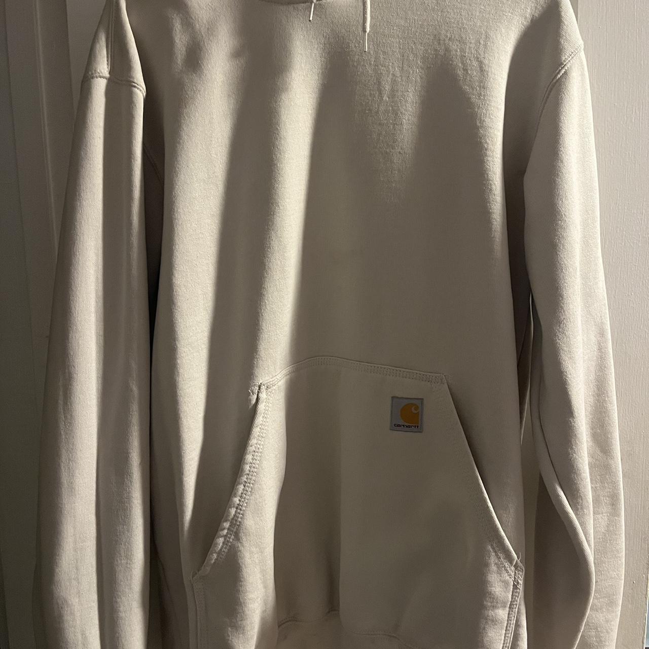 Carhartt cream and brown hoodie - Depop