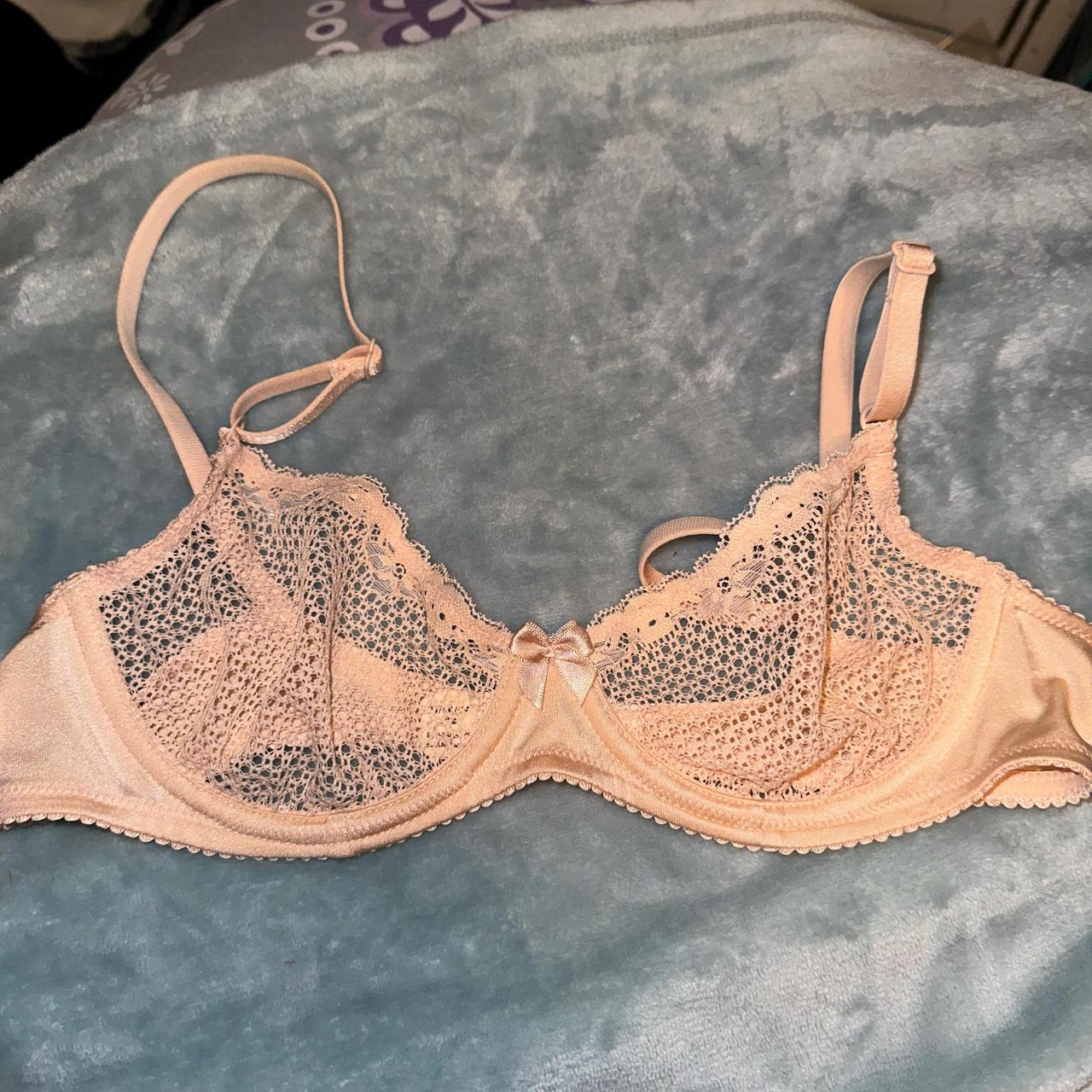Lace underwire see through bra. Size - 32B... - Depop