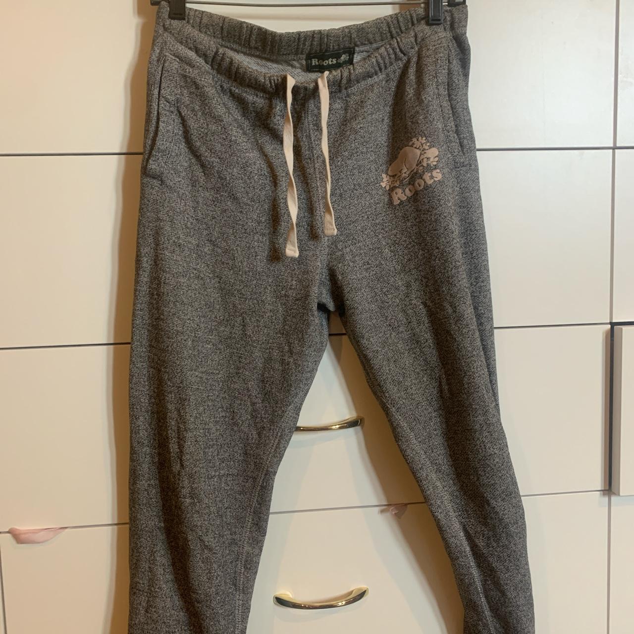 roots gray sweatpants Fair condition size XXS but... - Depop