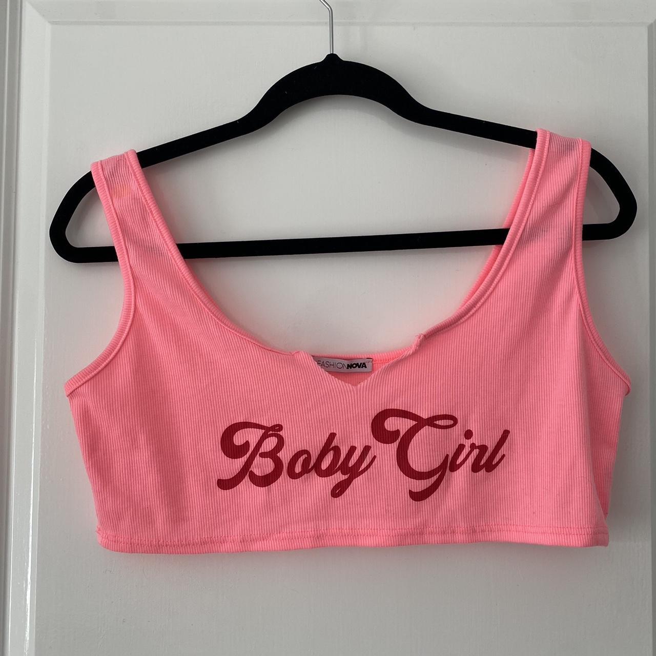 Fashion Nova “Baby Girl” micro crop top. Worn twice,... - Depop