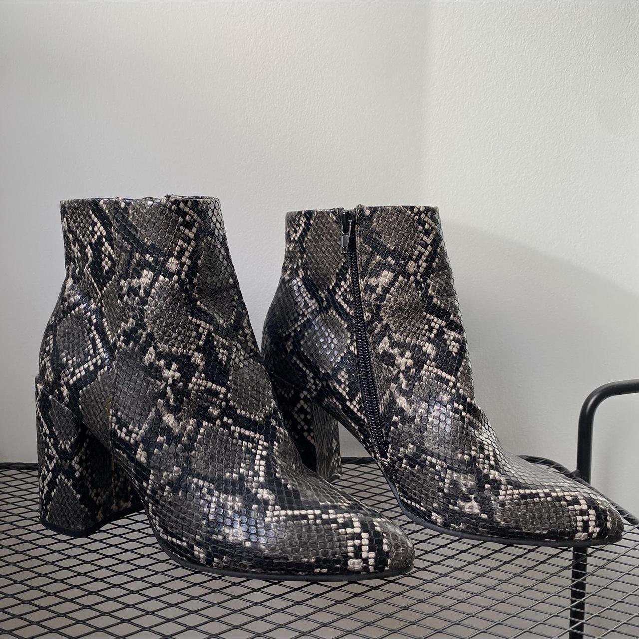 Steve Madden snake print heeled ankle boot. Worn... - Depop