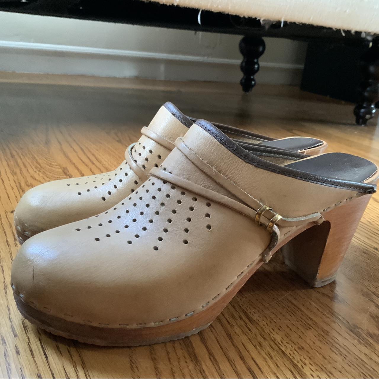 Sven Women's Brown and Tan Clogs | Depop