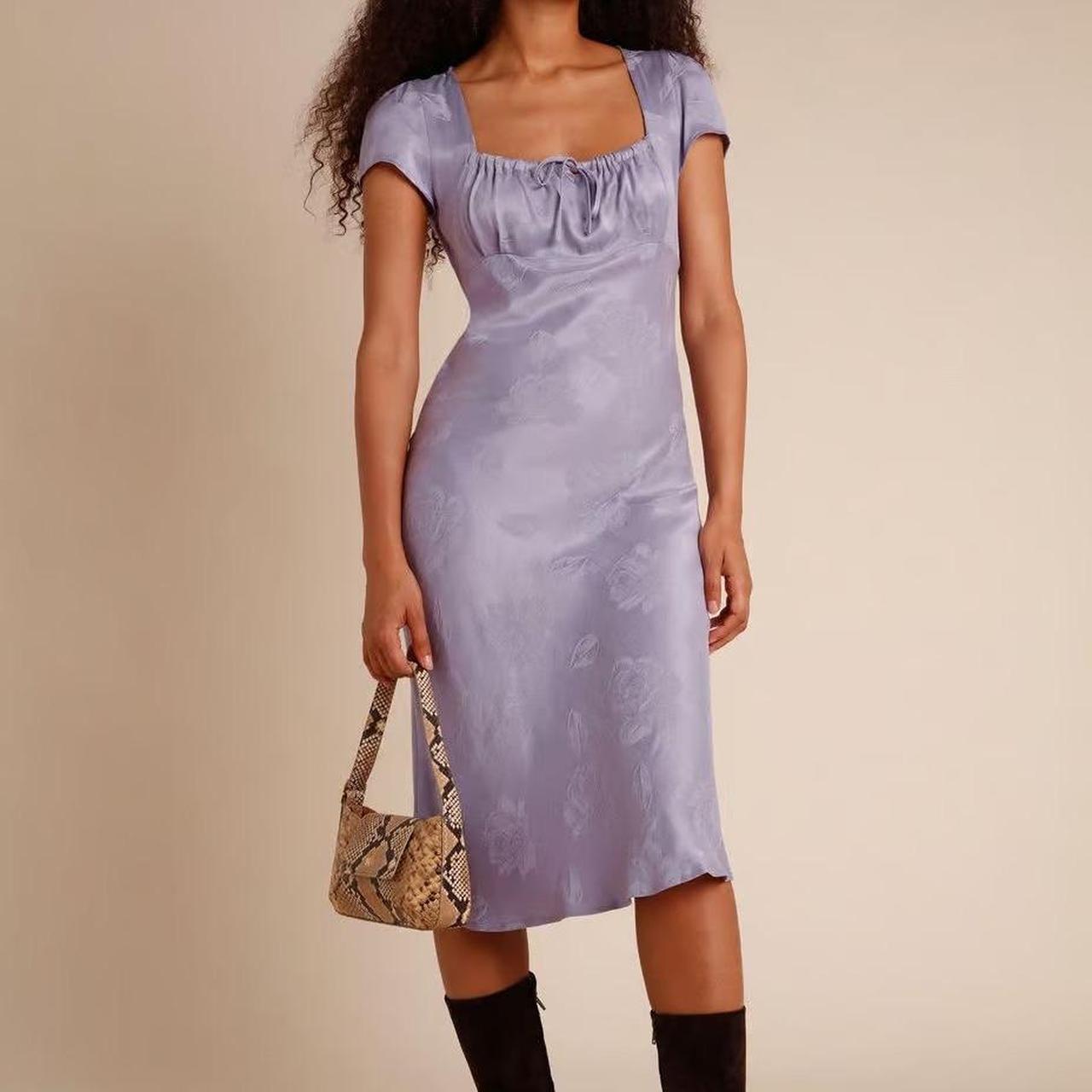 Rouje midi dress in a gorgeous lilac jacquard. Never... - Depop