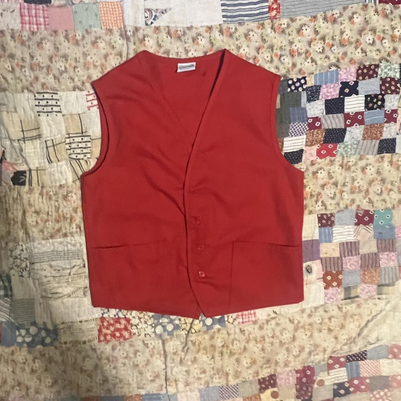 Women’s Red Buttton up Vest sz: women’s... - Depop