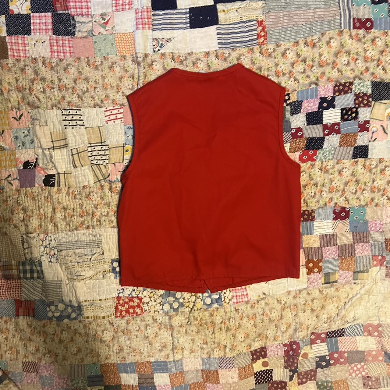 Women’s Red Buttton up Vest sz: women’s... - Depop