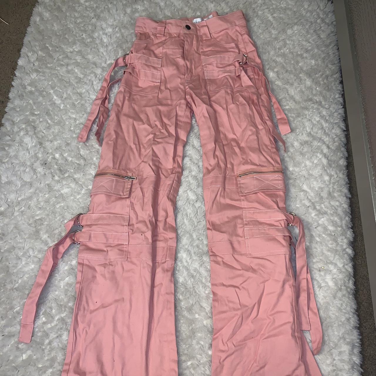 Pink long cargo pants , worn once #pink #cargo... - Depop