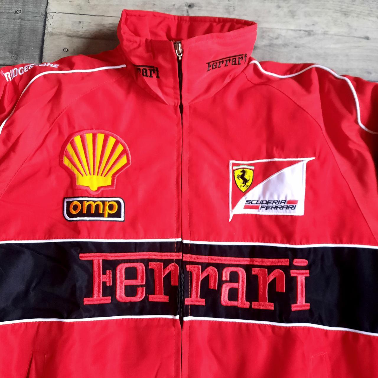 Ferrari vintage unisex red embroidered padded f1... - Depop