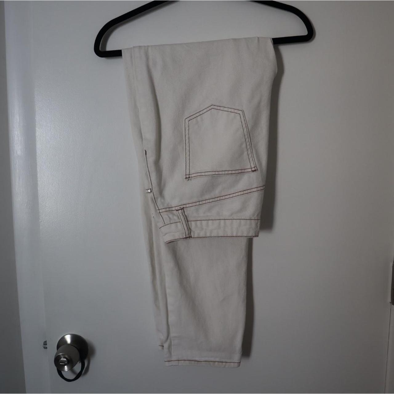 White jeans from Francesca’s ! Brown stitching 🧵... - Depop