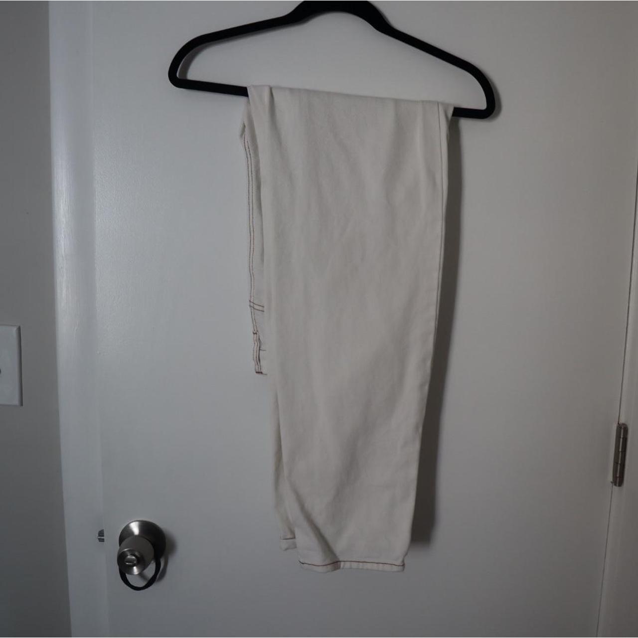 White jeans from Francesca’s ! Brown stitching 🧵... - Depop