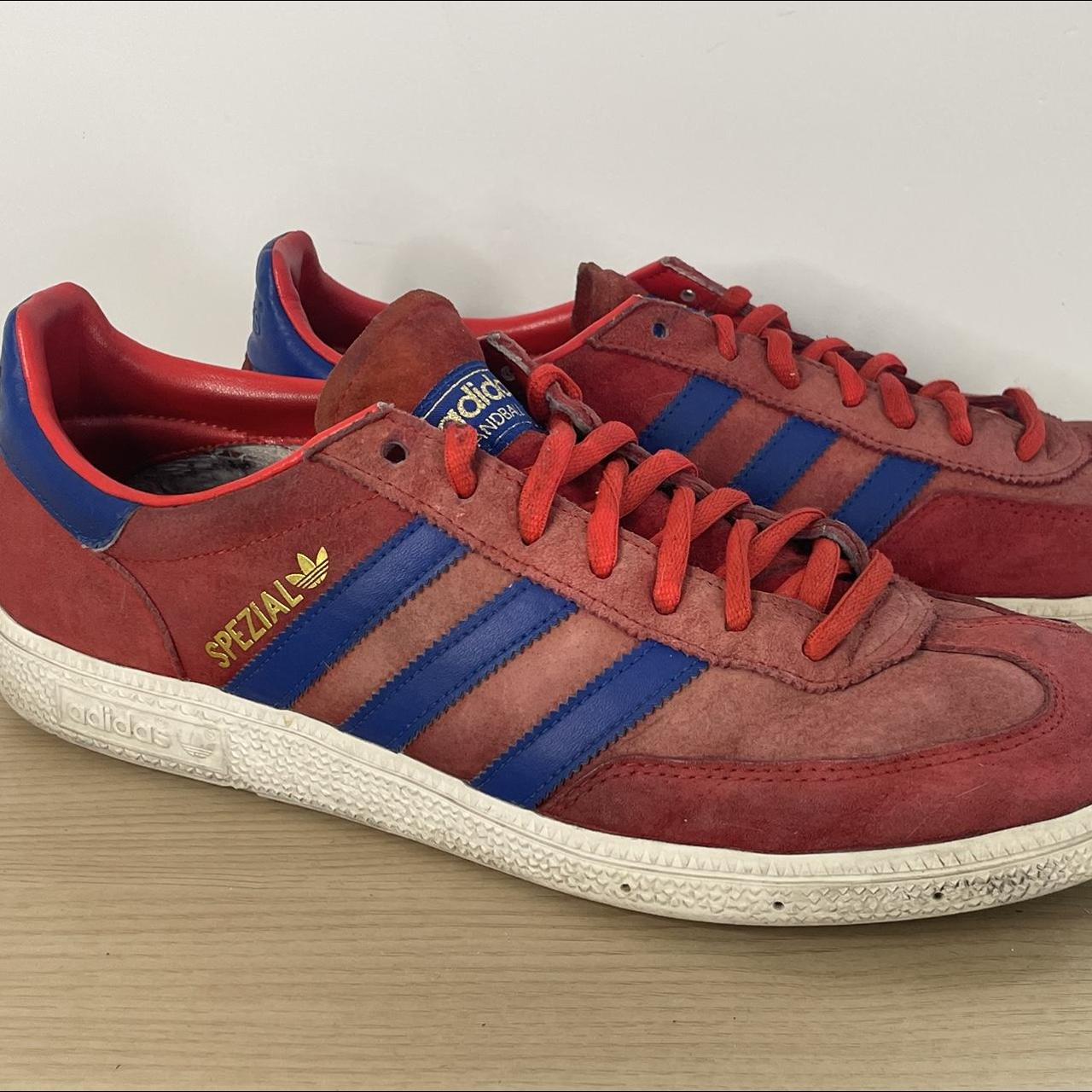 Adidas Originals Men's Red and Blue Trainers | Depop