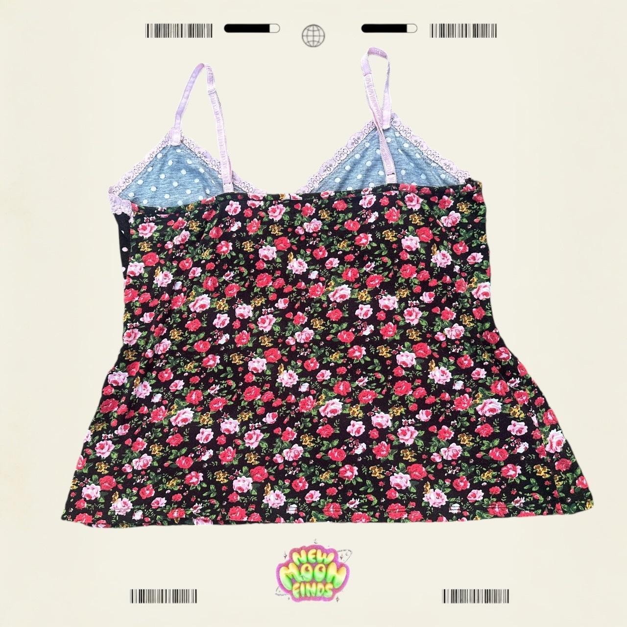 Y2K Insomnia Floral print lace trim cami top with... - Depop
