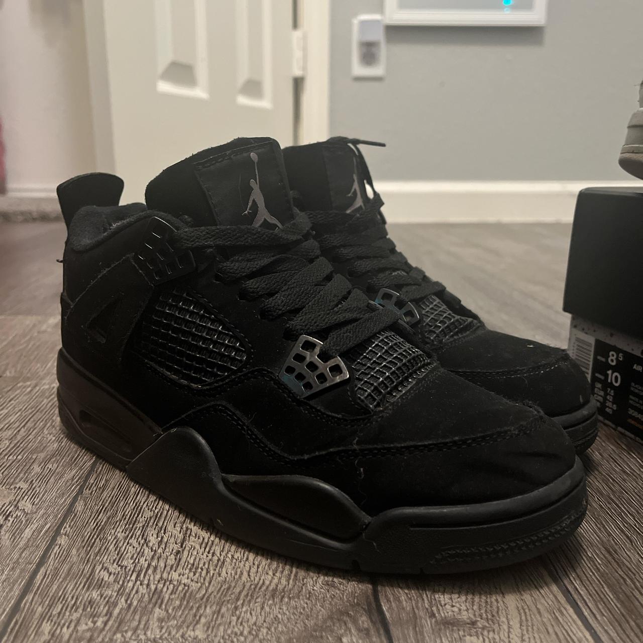 Jordan 4 black cats (Reps) Size 7 Right shoe has... - Depop