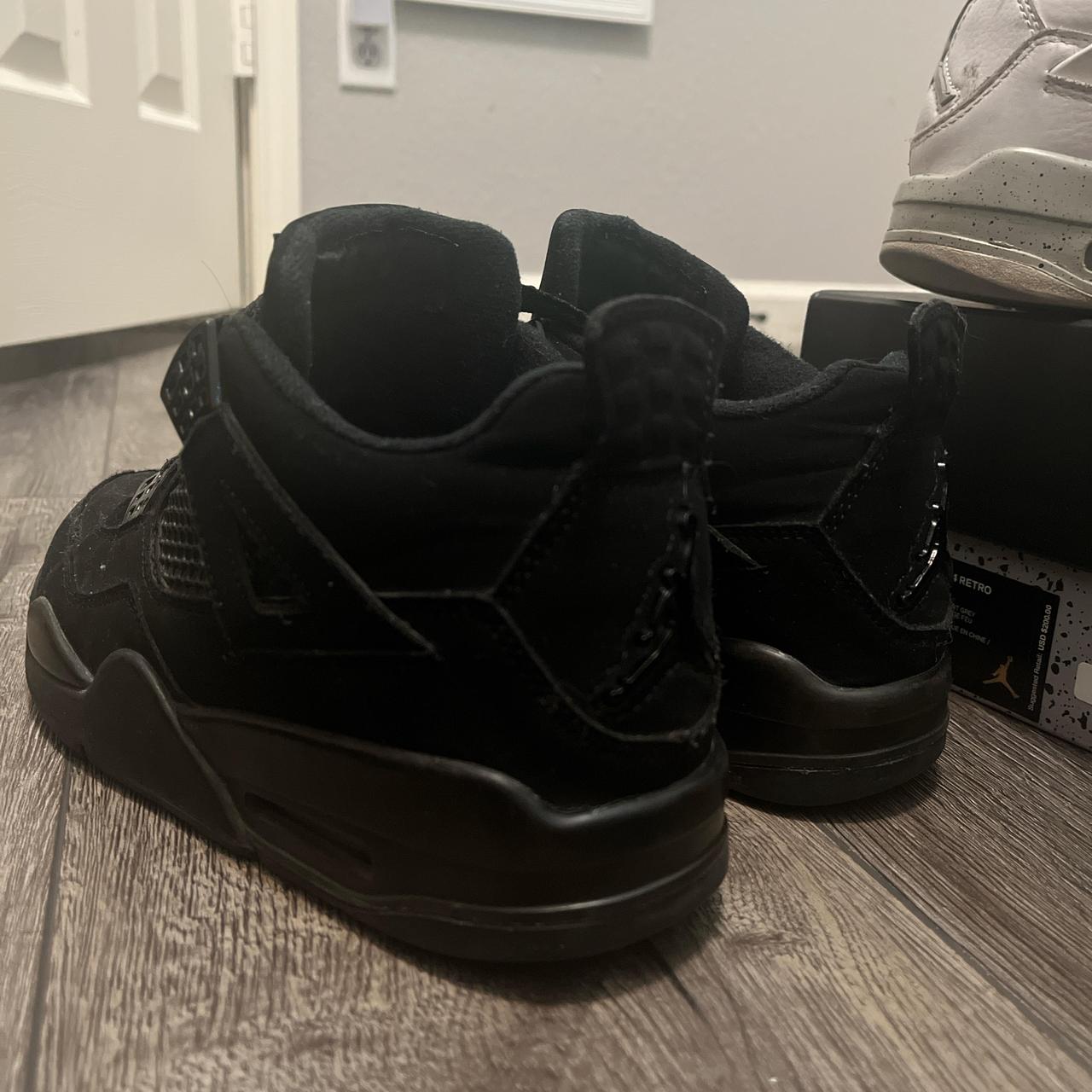 Jordan 4 black cats (Reps) Size 7 Right shoe has... - Depop