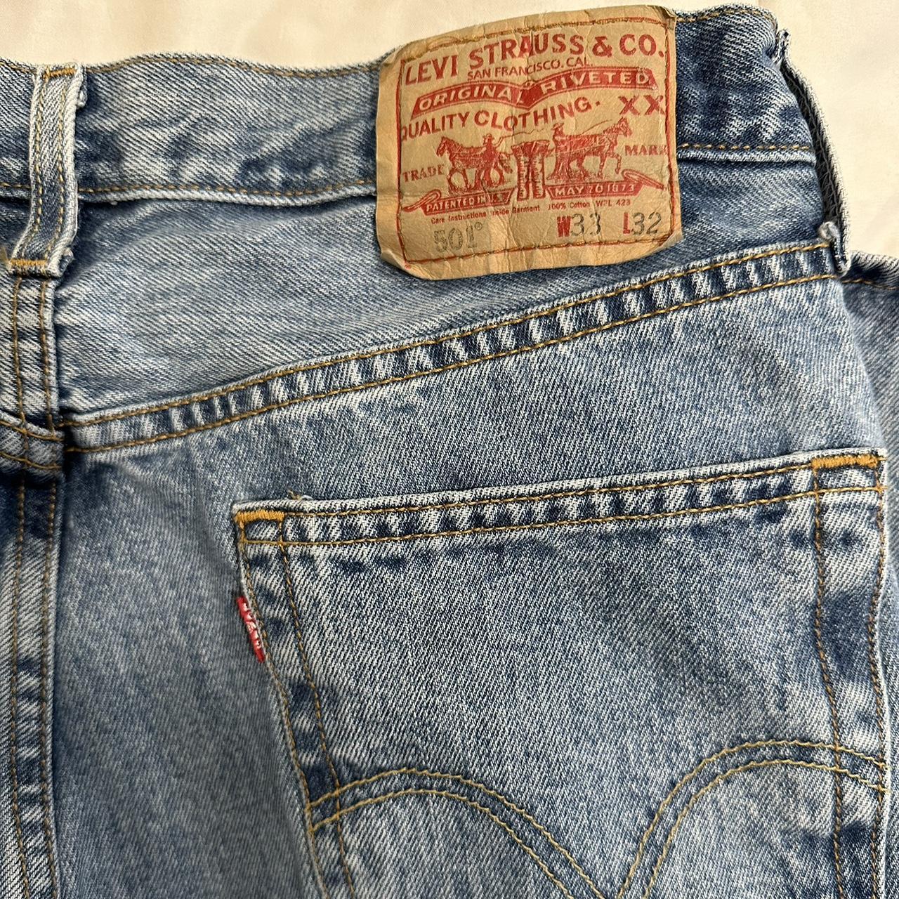 Levi’s 501 light wash button fly jeans 33x32... - Depop