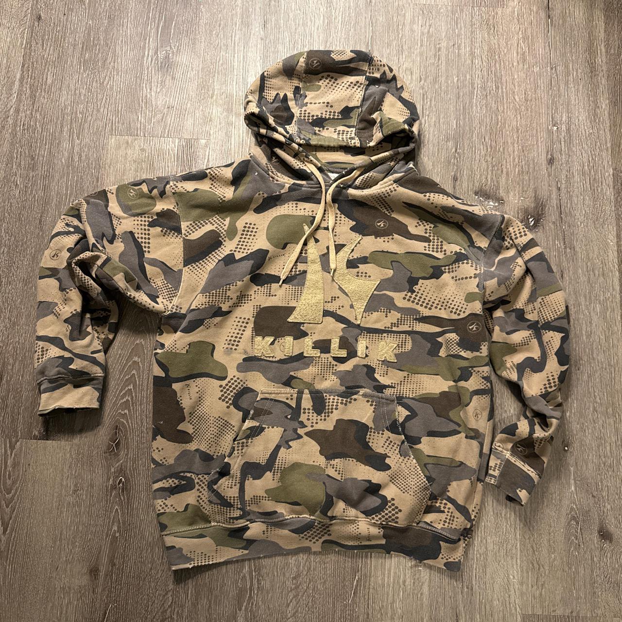 super unique khaki and green camo killik hoodie fits... | Depop