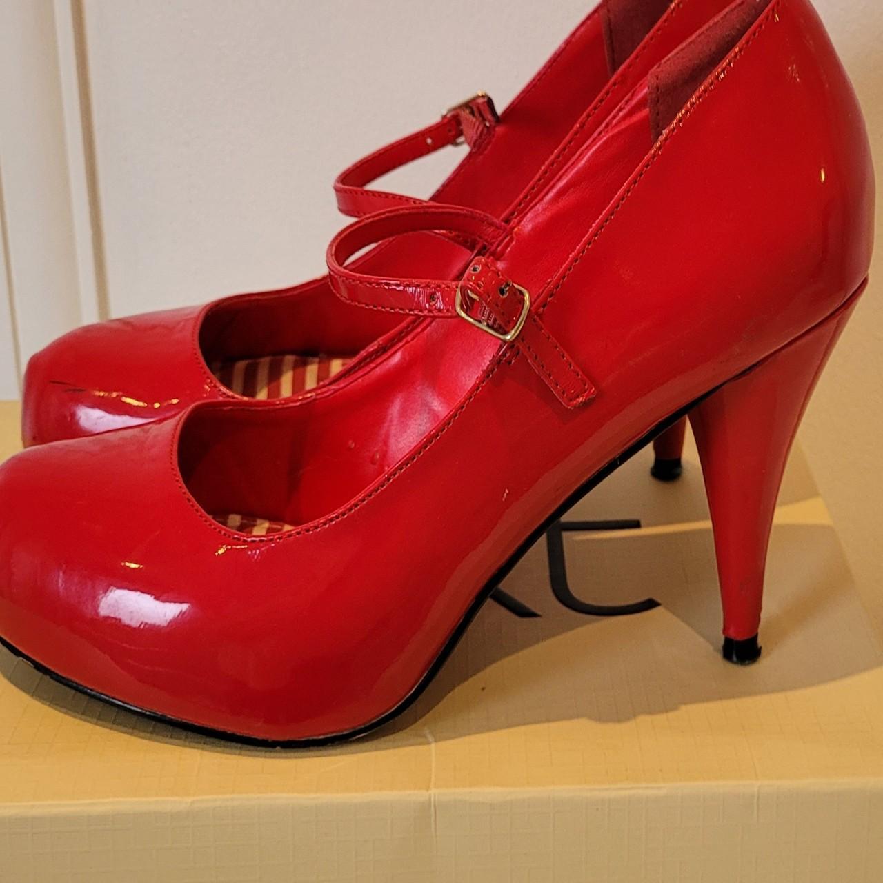 Next red heels, size 5.5 Worn once small mark on... - Depop
