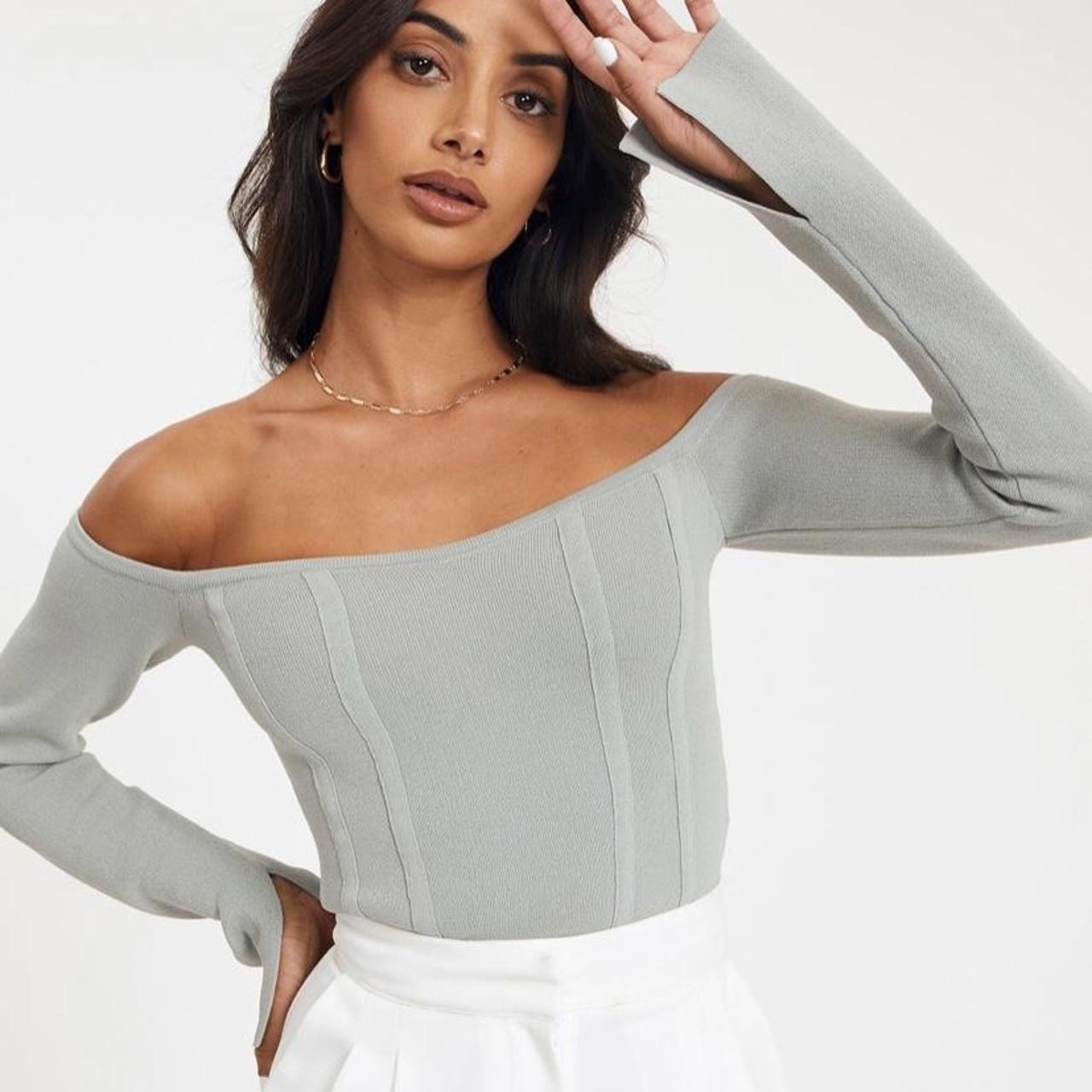 GLASSONS Green off the shoulder top Never been worn... - Depop