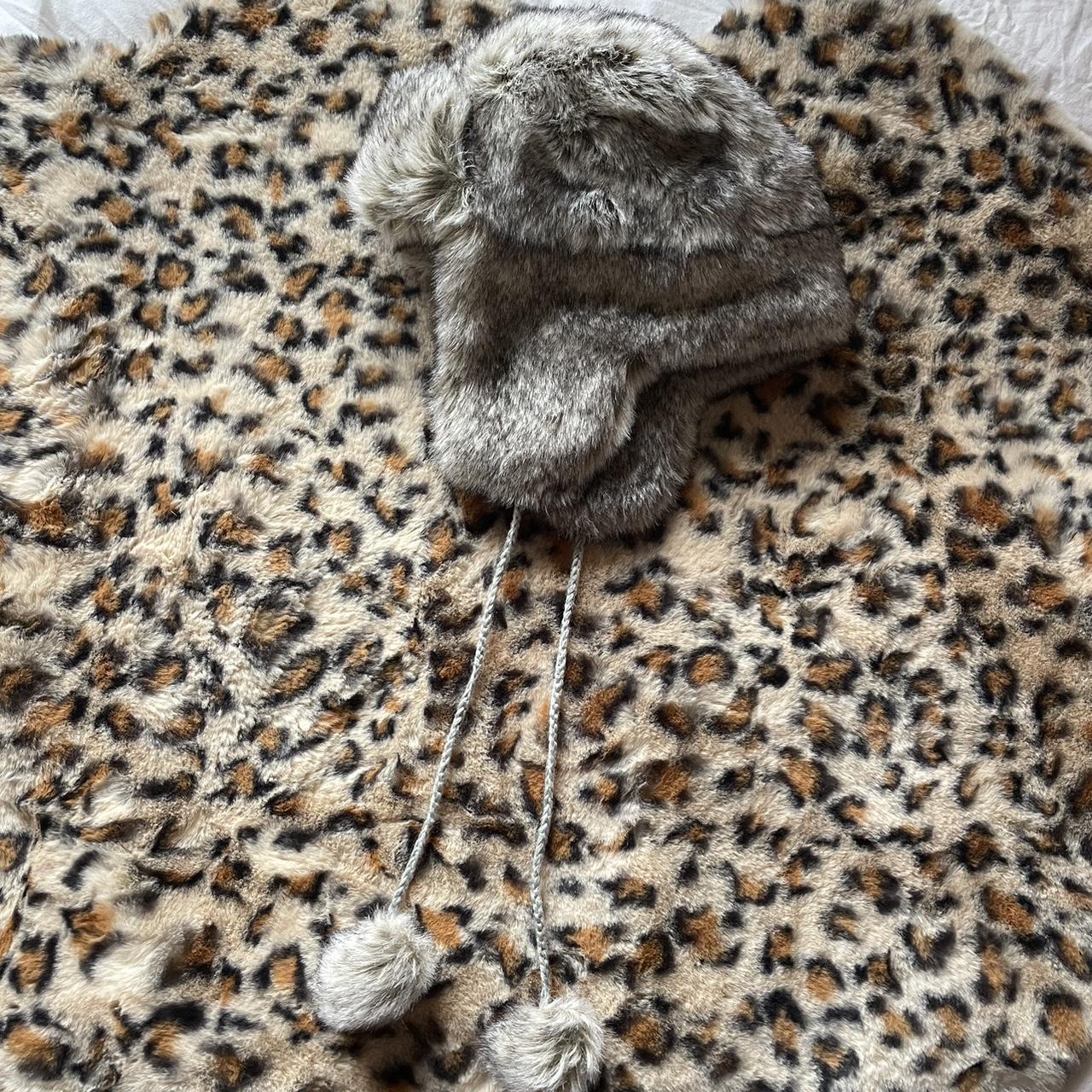 Y2K Fuzzy Trapper Hat Grey faux-fur winter hat with... - Depop