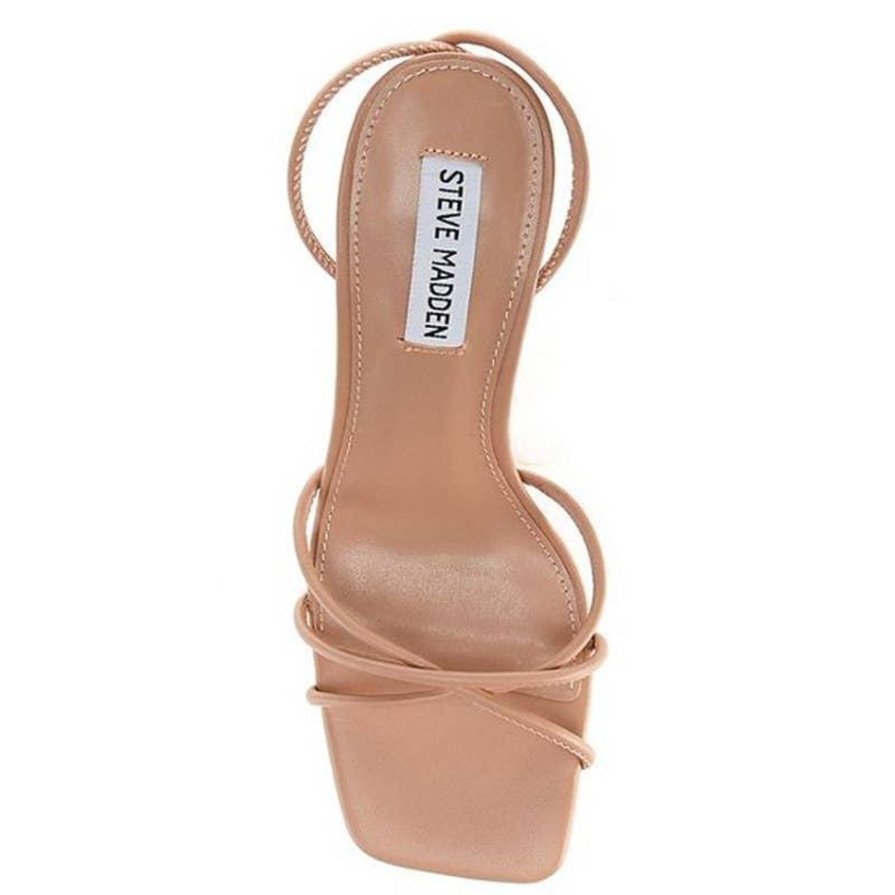 Steve Madden Bryden Tan Lace Up Open Toe Feather... - Depop