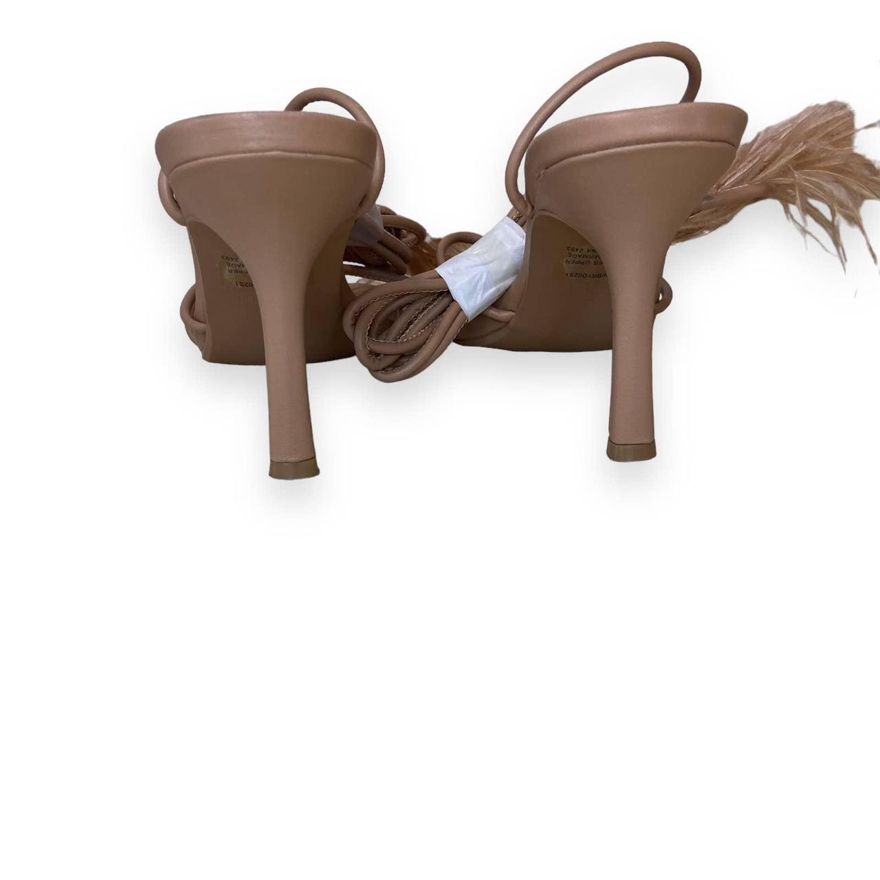 Steve Madden Bryden Tan Lace Up Open Toe Feather... - Depop